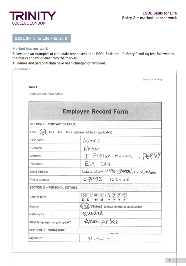 ESOL Skills for Life - Teacher Assessment Grades Resources